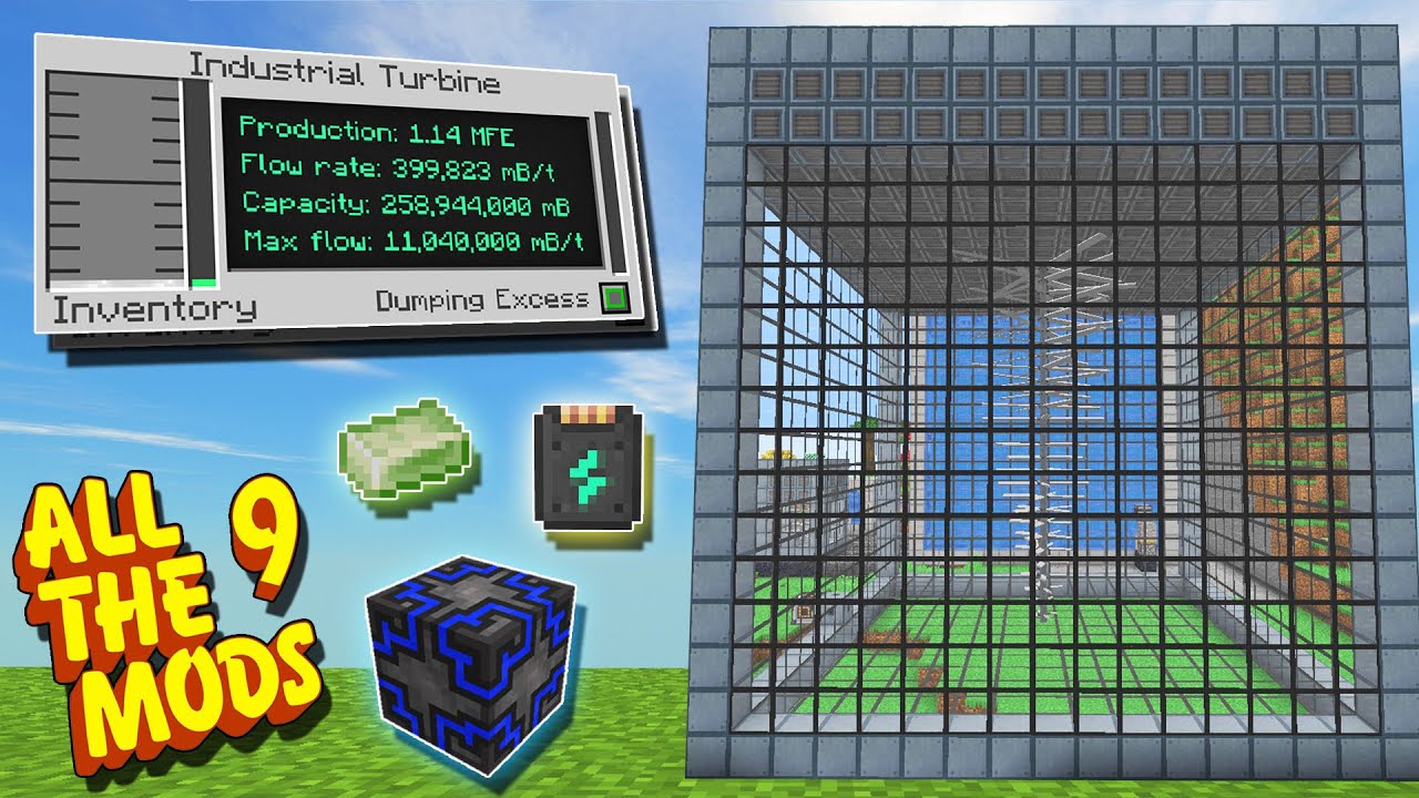 XXL 17x17x18 MAX Mekanism TURBINE! - All The Mods 9 #13 - YouTube
