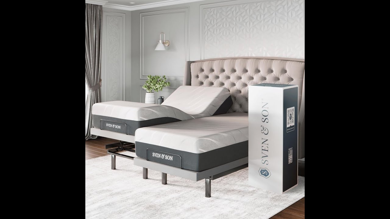 Sven & Son Platinum Adjustable Bed + 14” Hybrid Mattress | Split King ...