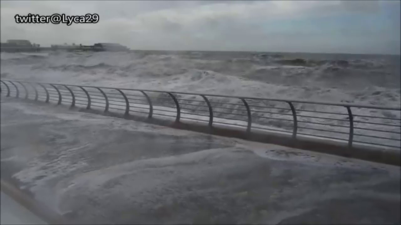 Getting soaked by massive waves in Blackpool part 3 - YouTube