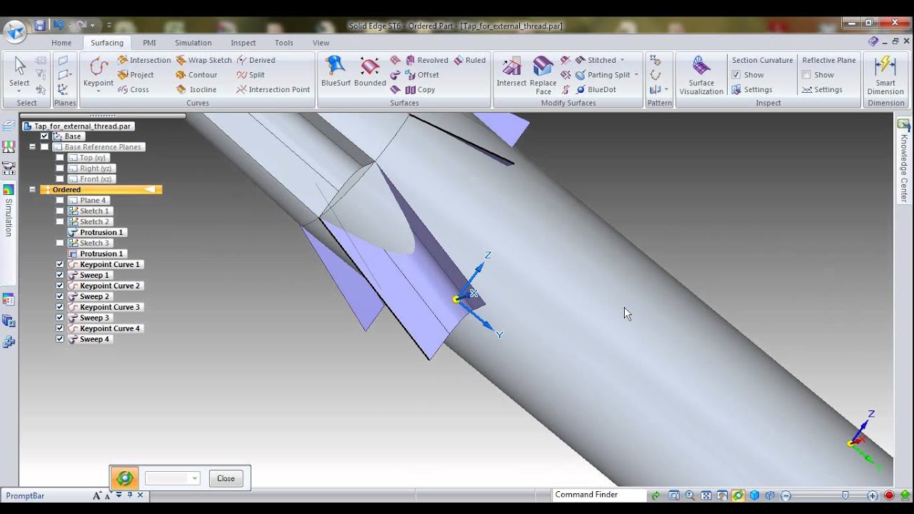 Tap for internal thread Solid Edge - YouTube