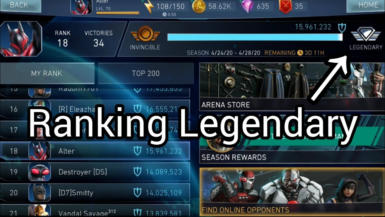 15 Million Arena Points In One Day!! (34 Battles/Legendary Rank ...