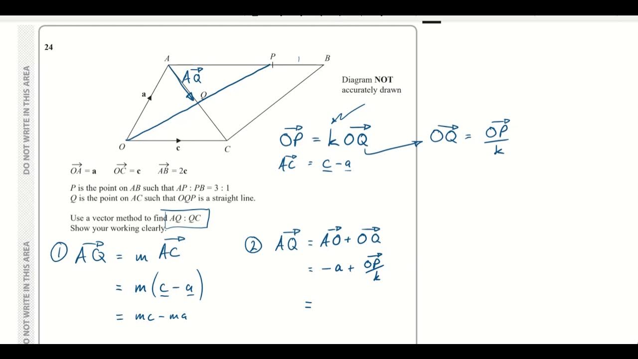 iGCSE Maths 2019 June 1HR - Q24 - Vectors - Vector geometry - RTM027 - YouTube