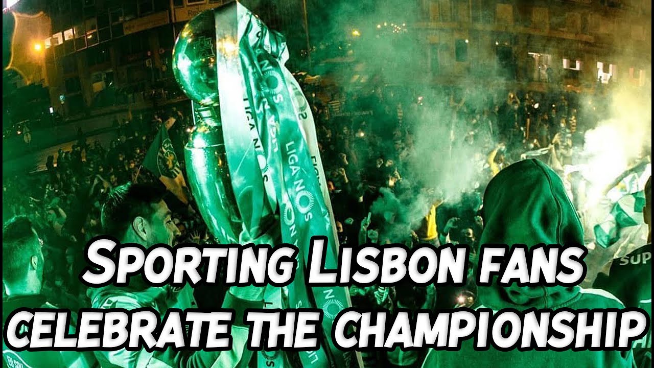 Sporting Lisbon fans celebrate the championship - YouTube