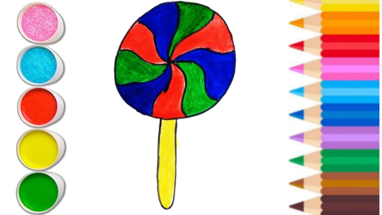 Lollipop drawing for beginners. How to draw a Lollipop. Painting and ...