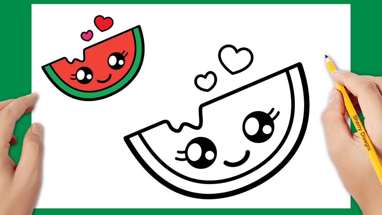 Come disegnare una fetta di anguria kawaii - YouTube