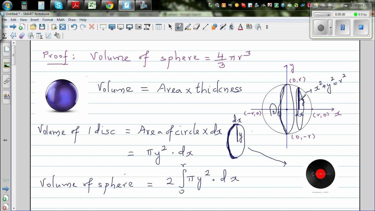 Proof of volume of a sphere =4πr^3÷3 using calculus - YouTube