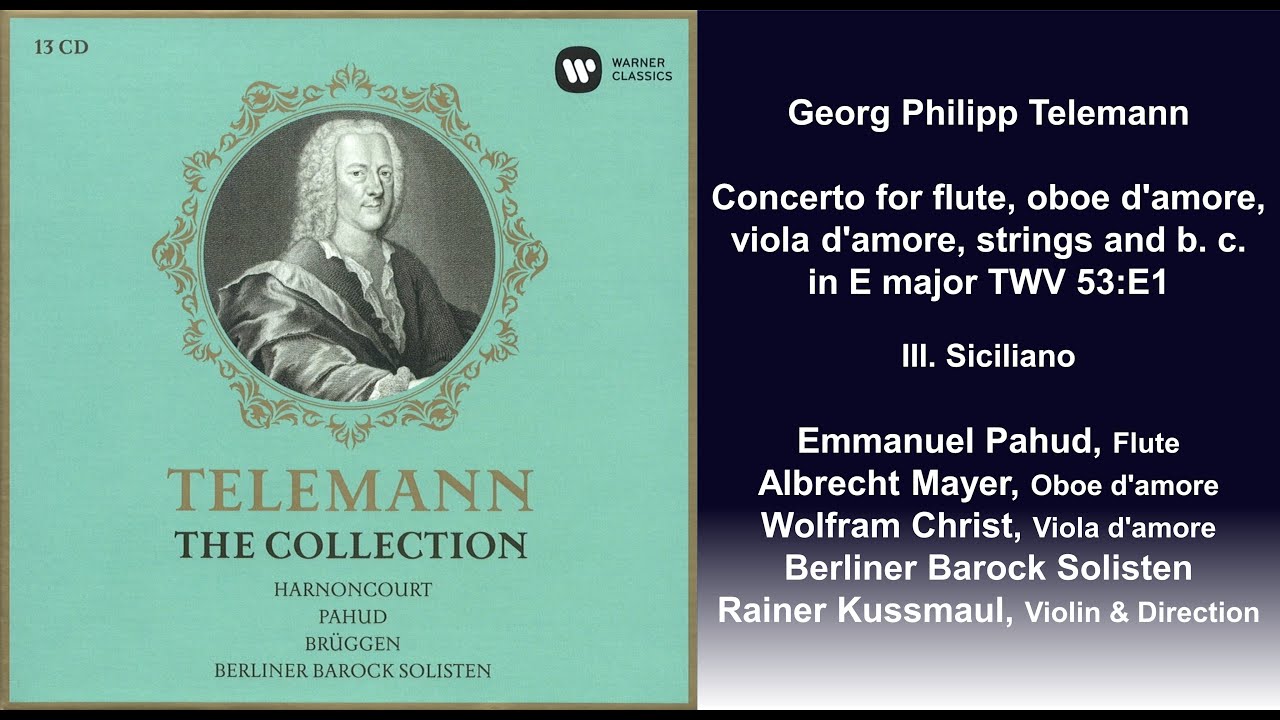 Georg Philipp Telemann: Concerto for flute, oboe d'amore, viola d'amore ...