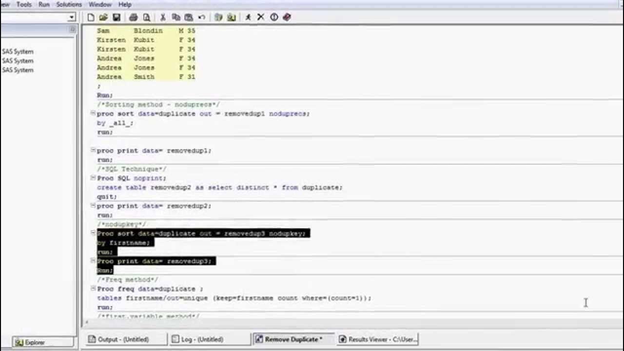 Removing Duplicate Observation From Sas Youtube