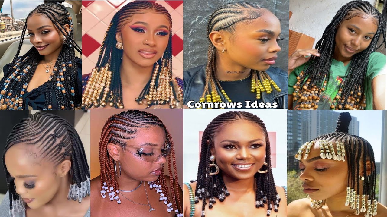 Most Beautiful And Latest Short Cornrows With Beads/ Gorgeous Beaded ...