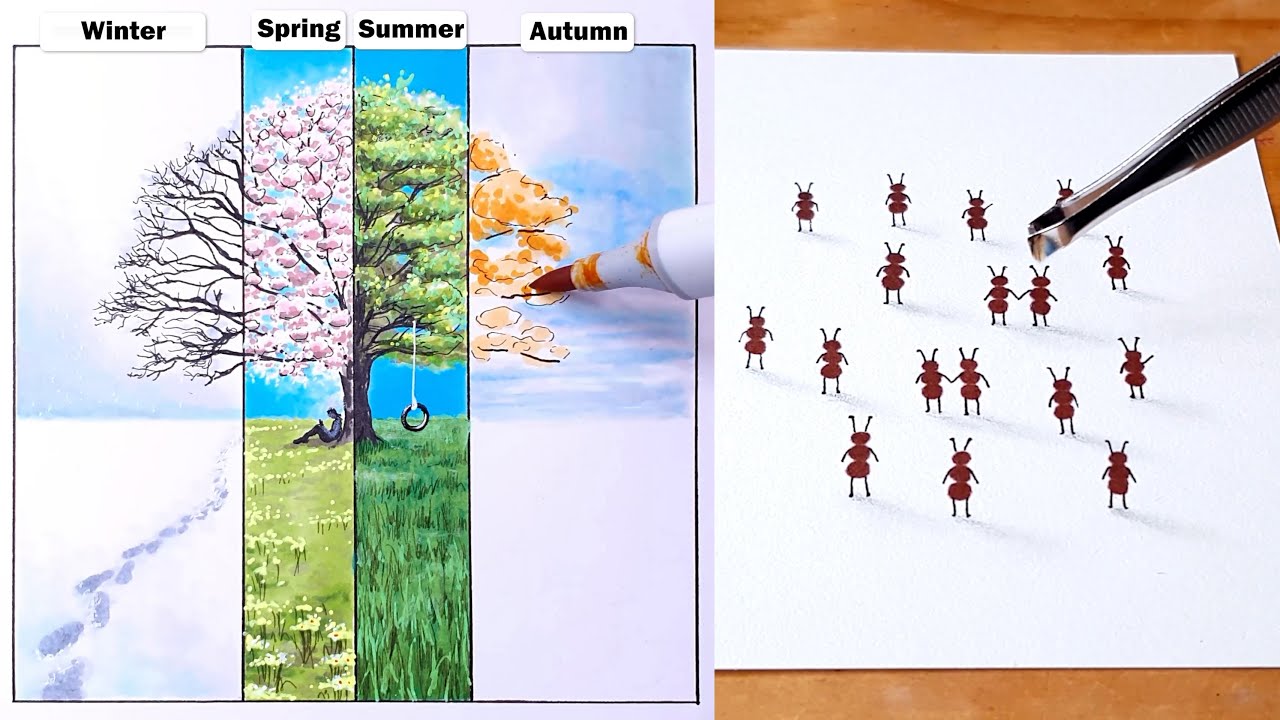 How to Draw - Tree Seasons & 3D Illusions - Easy Trick Art - YouTube