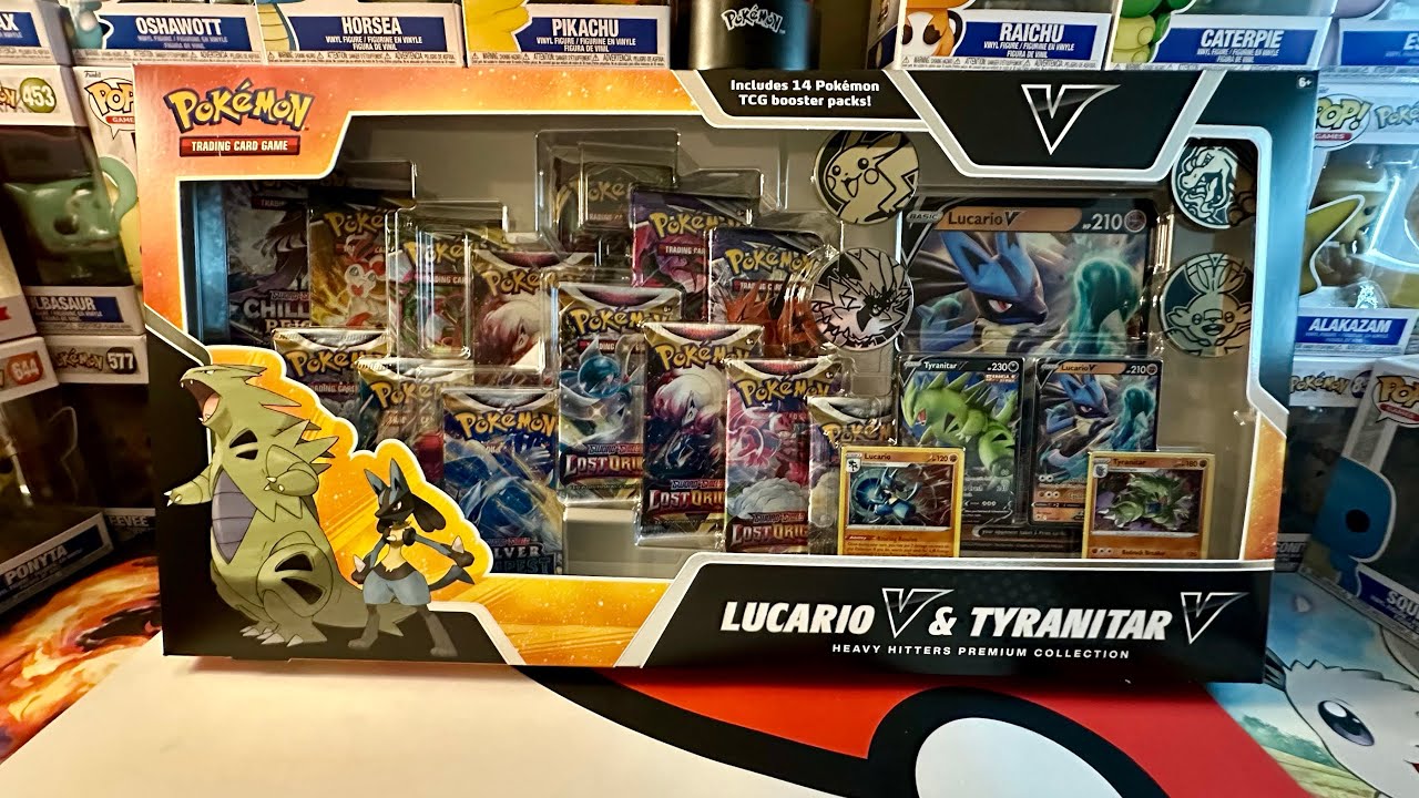 Lucario V and Tyranitar V Heavy Hitter Collection Box - YouTube