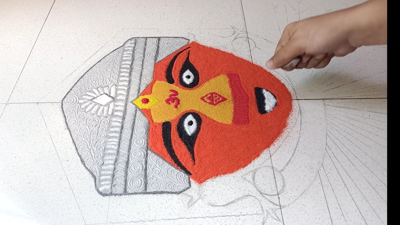 Renuka mata rangoli/Renuka devi rangoli/Ghatasthapana special rangoli ...