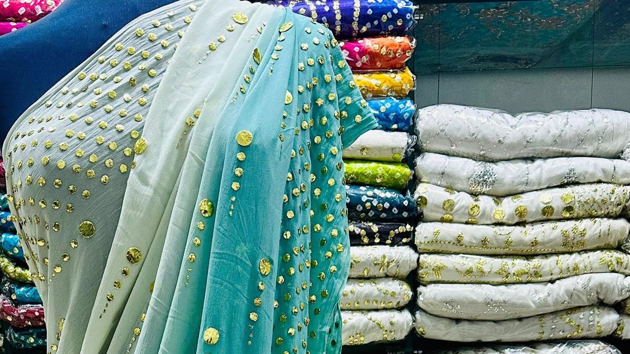 Pure Chinese Crinkle Handmade Mukesh kamdani ساڑھی Indian Limited ...
