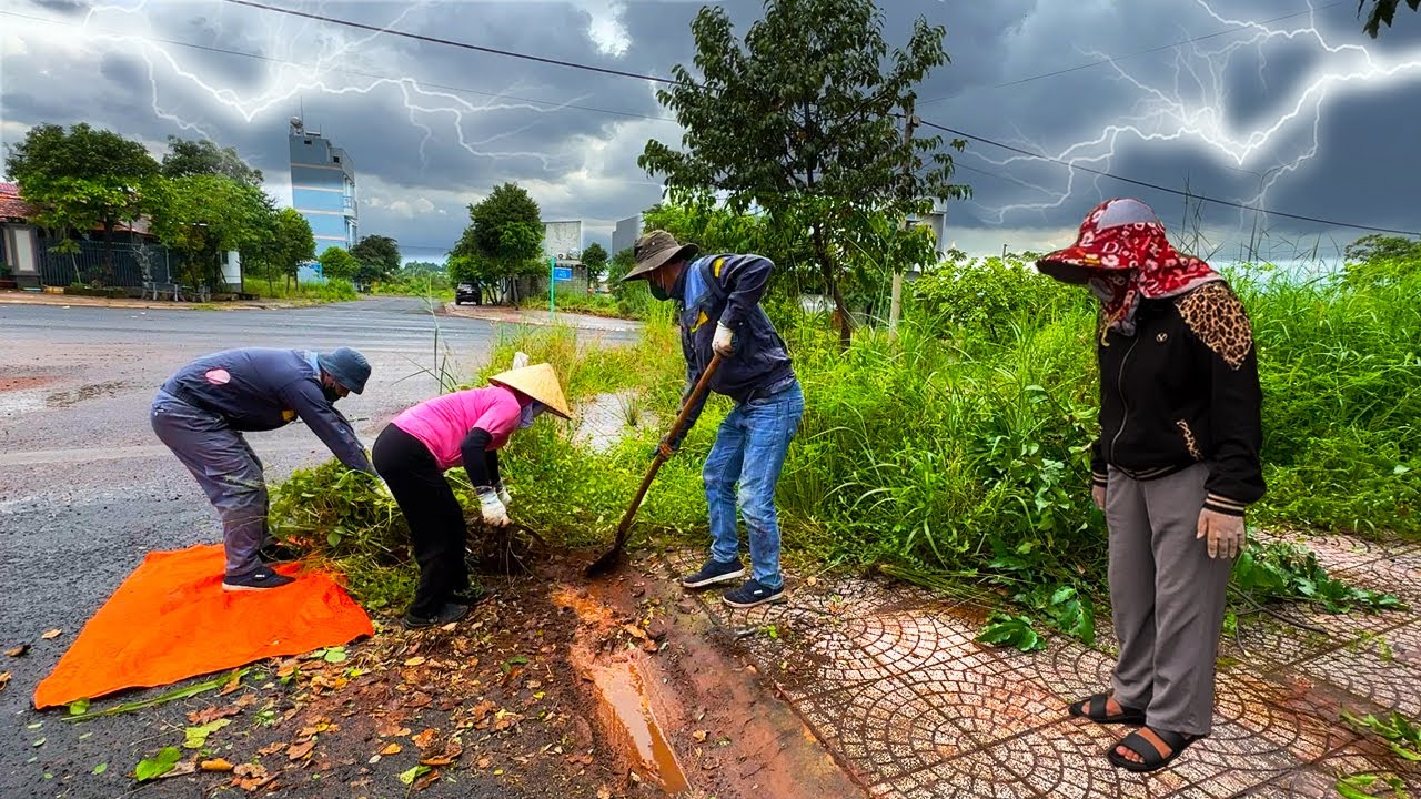 We were cleaning up when suddenly it started to rain heavily with ...