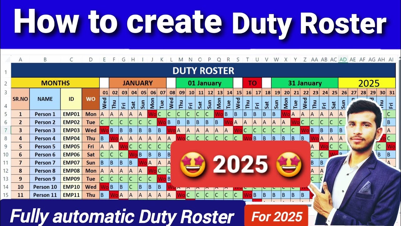 How to create Duty Roster 🤩 2025 🤩|| How to create Shift Schedule || # ...
