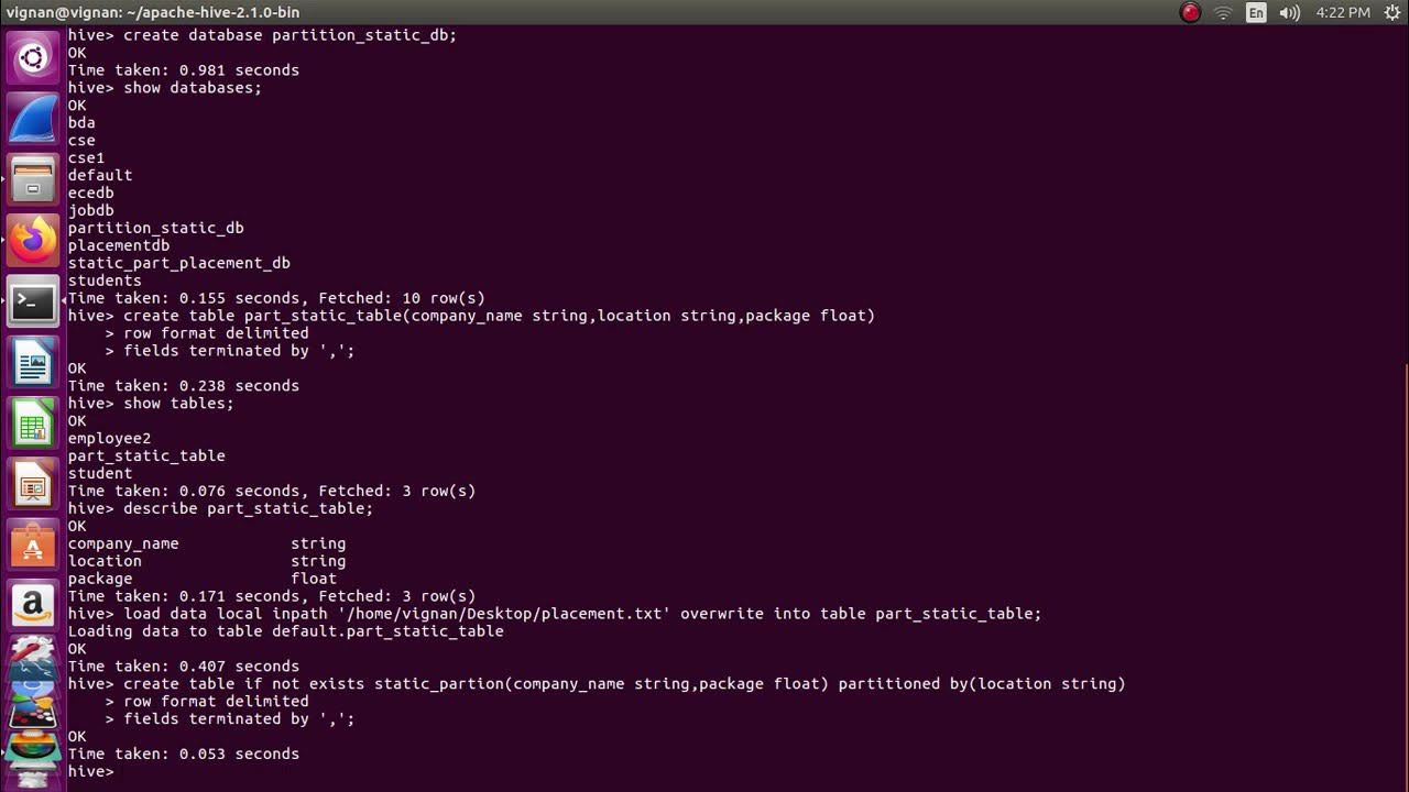 creation of static partition in HIVE - YouTube
