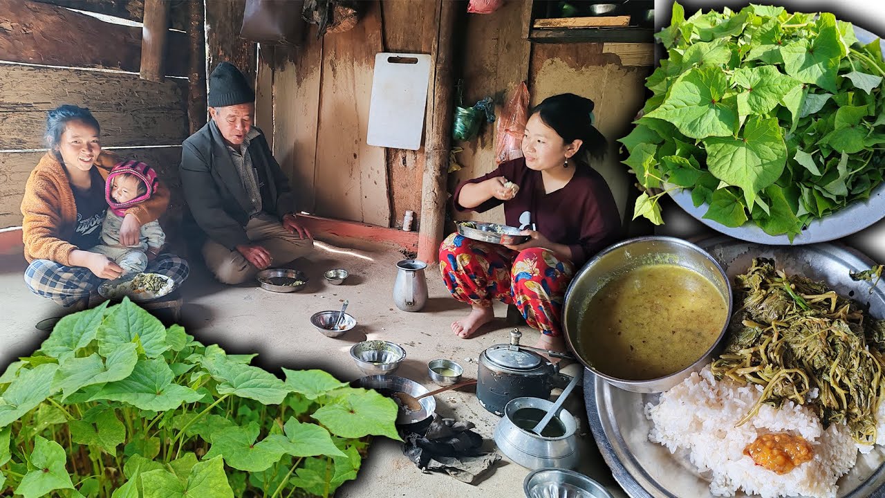 फापर को साग संग भात खाको Green Buckwheat Plant (Phapar) Recipe with ...