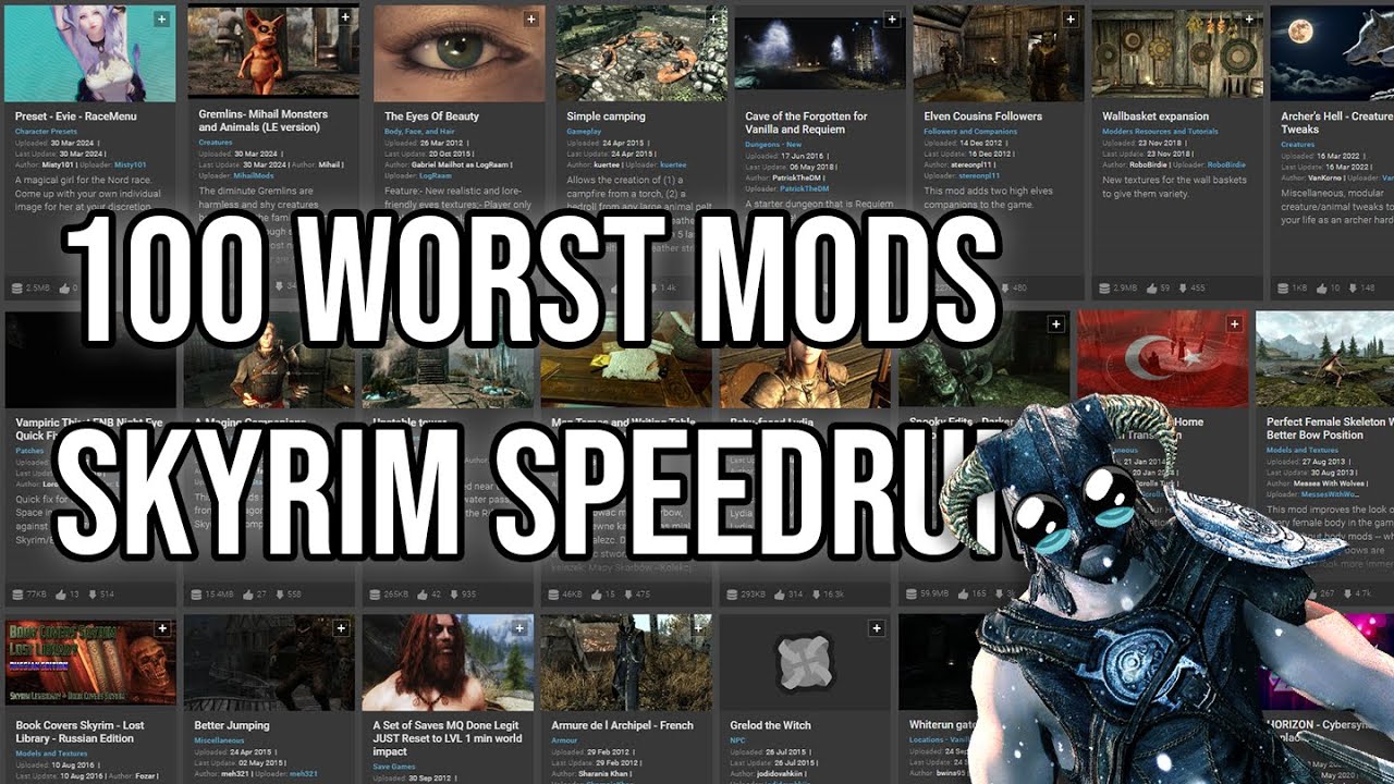 I did a Skyrim speedrun with the 100 worst mods - YouTube