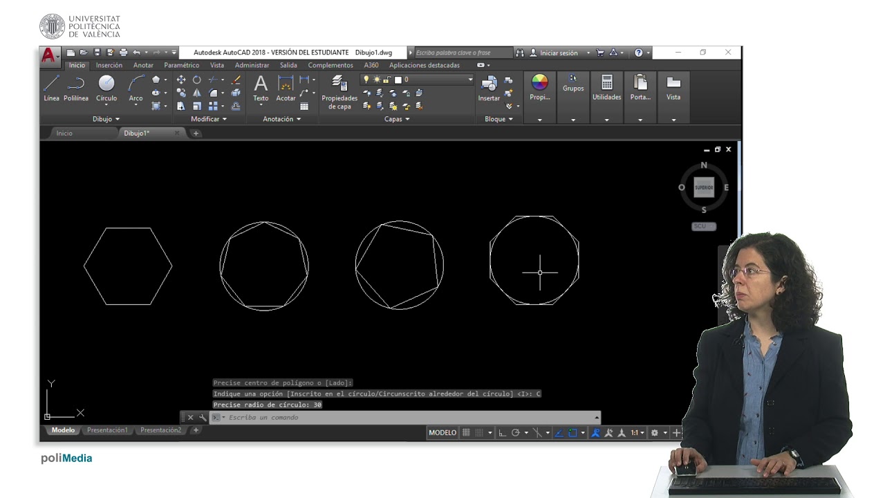 AutoCAD 2018: Dibujo de polígonos | | UPV - YouTube