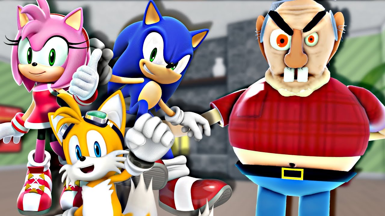 SONIC AND HIS FRIENDS VS ESCAPE EVIL GRANDPA (OBBY) IN ROBLOX | HARD ...