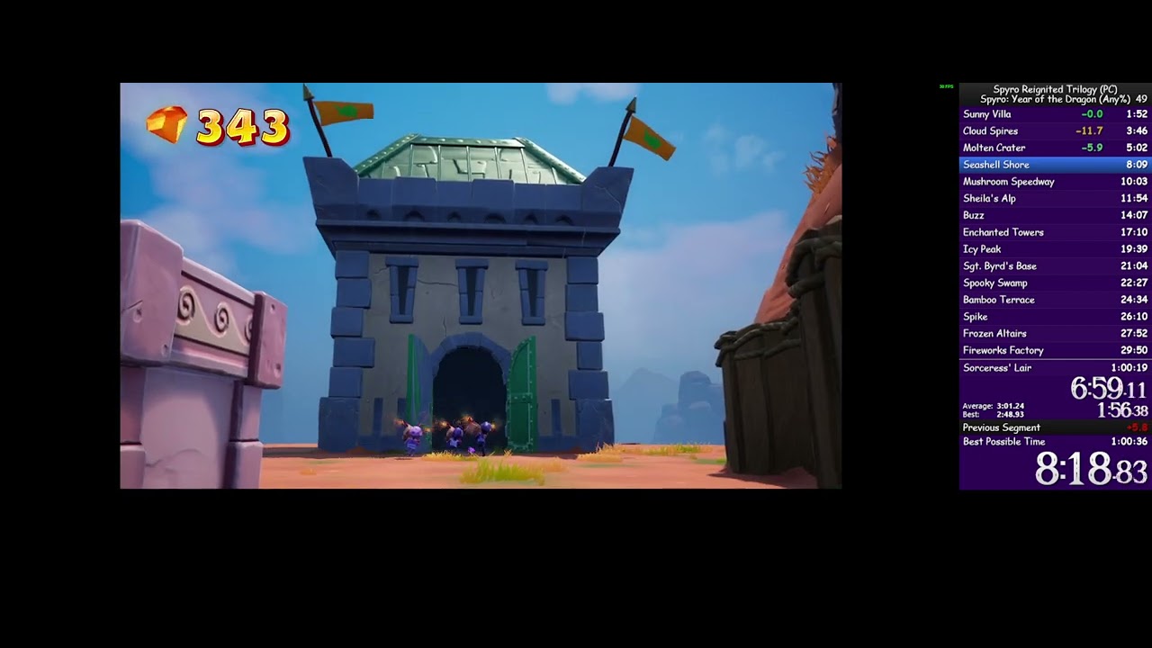 Spyro 3 (Reignited Trilogy) Any% in 55:34 Loadless, (1:08:47 RTA/42:26 ...