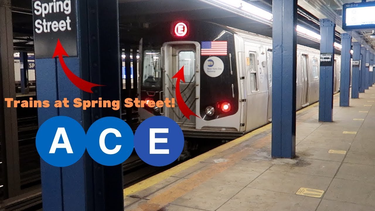 NYC Subway A C E Trains at Spring Street - YouTube