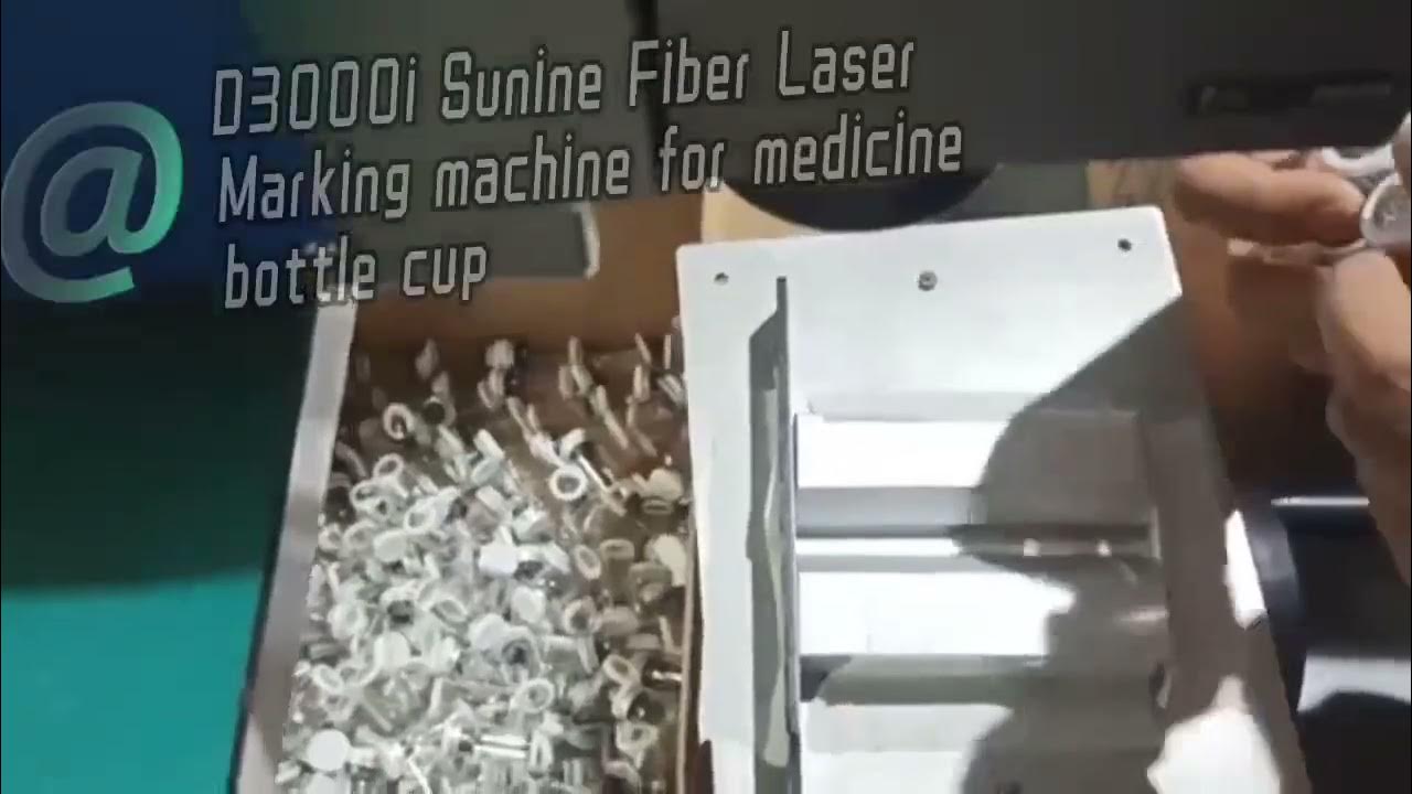 D3000i Fiber Laser Marking machine for medicine bottle cap - YouTube