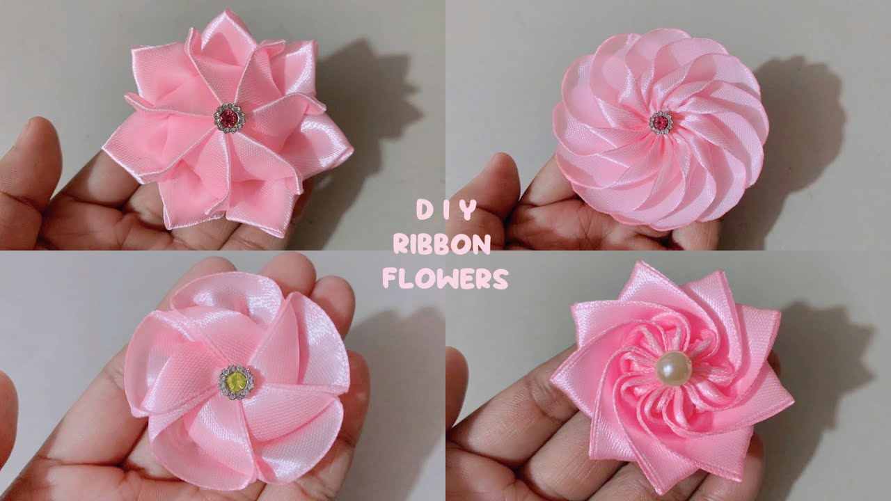 Best 4 Beautiful Ribbon Flower Making Idea - Amazing Ribbon crafts ...