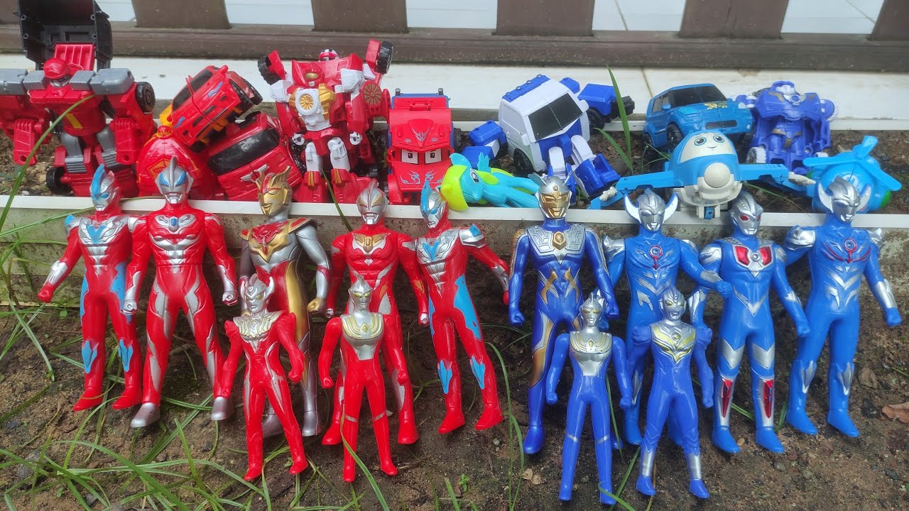 Seru..Menemukan Tumpukan Mainan Merah Biru Robot Mobil Supercars Jeep ...