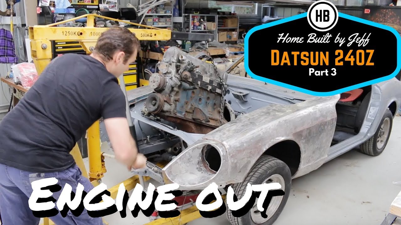 Home Built Datsun 240z part 3 - Pulling the engine - YouTube