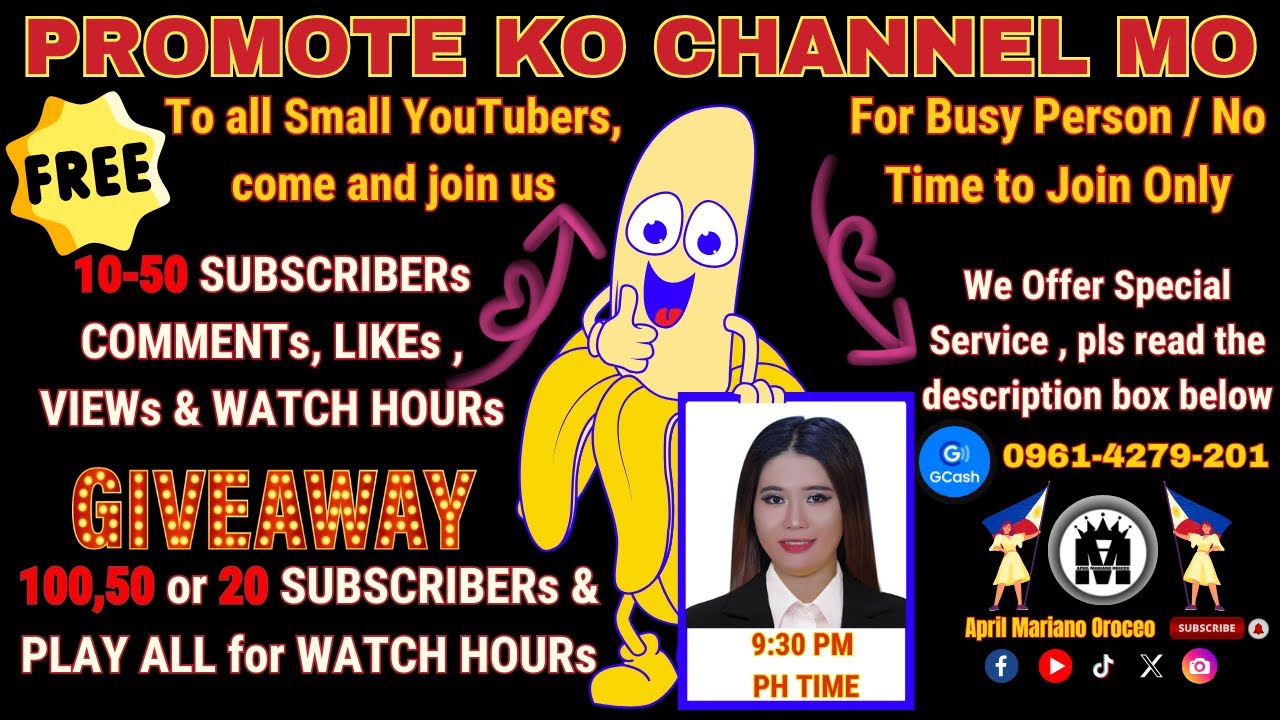 PROMOTE KO CHANNEL MO FOR FREE 9:30PM | 11202023 #Smallyoutubers # ...