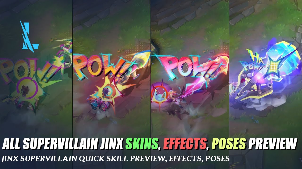 All Jinx Supervillain Skin Preview, Effects and Poses - Wild Rift - YouTube