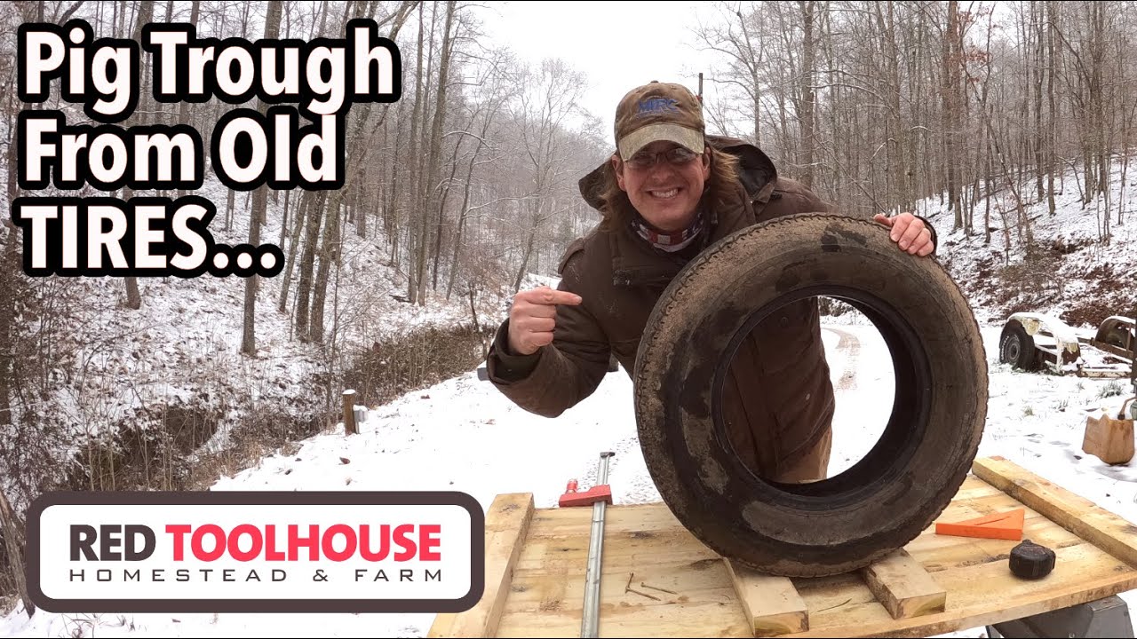 Constructing a PIG TROUGH from Recycled TIRES - YouTube