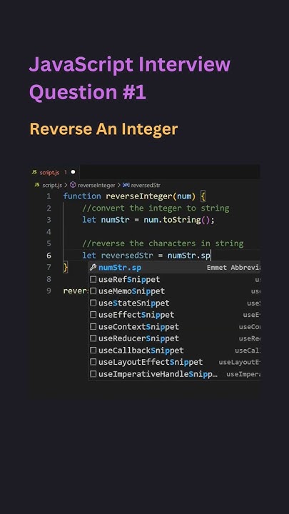 Reverse An Integer In Javascript ⚡shorts Javascript Interview Youtube