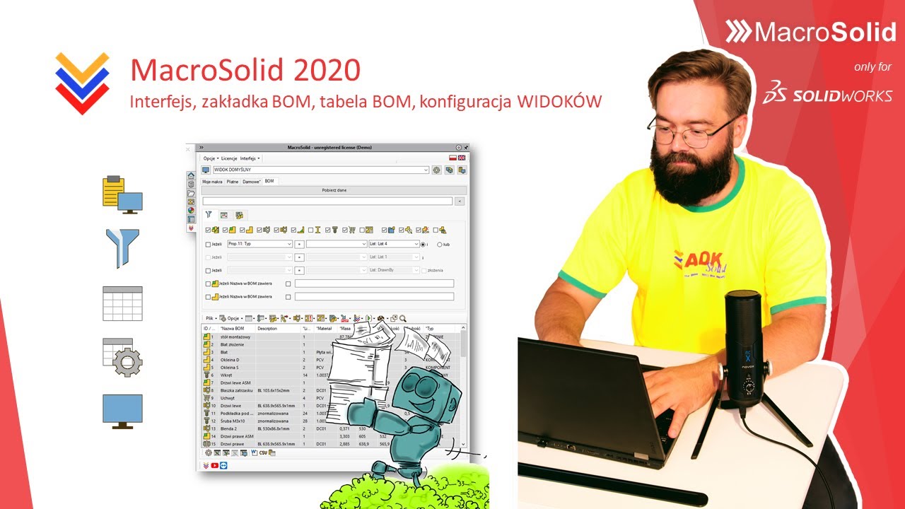 Interfejs dodatku MacroSolid - YouTube