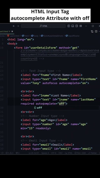HTML Input Tag with Autocomplete Attribute: OFF Value Explained! #htmlform #codewithmayur - YouTube