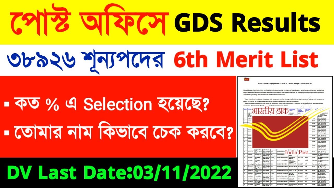 Post Office Gds Result 2022|GDS 6th Merit List 2022|#gds - YouTube