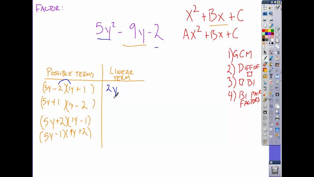 How To Factor A Quadratic In The Form Ax 2 Bx C Part 1 Mp4 Youtube