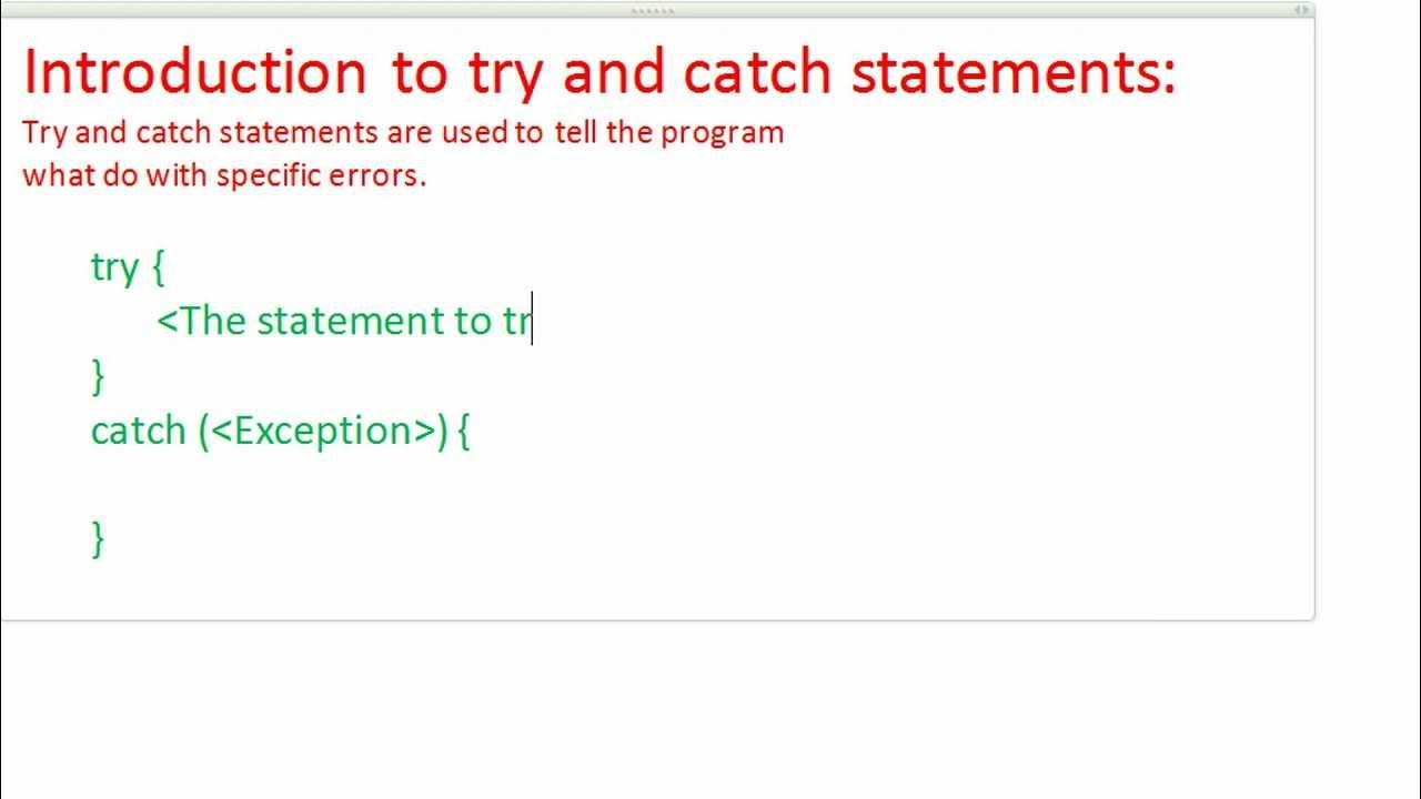 Try and Catch - Video 1 - YouTube