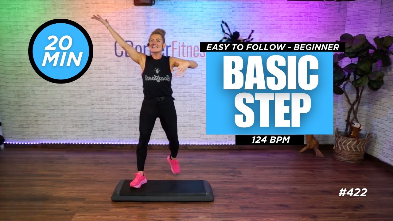 20-Min Step Aerobics for Beginners | 124 BPM | Easy, Fun & Basic Step ...
