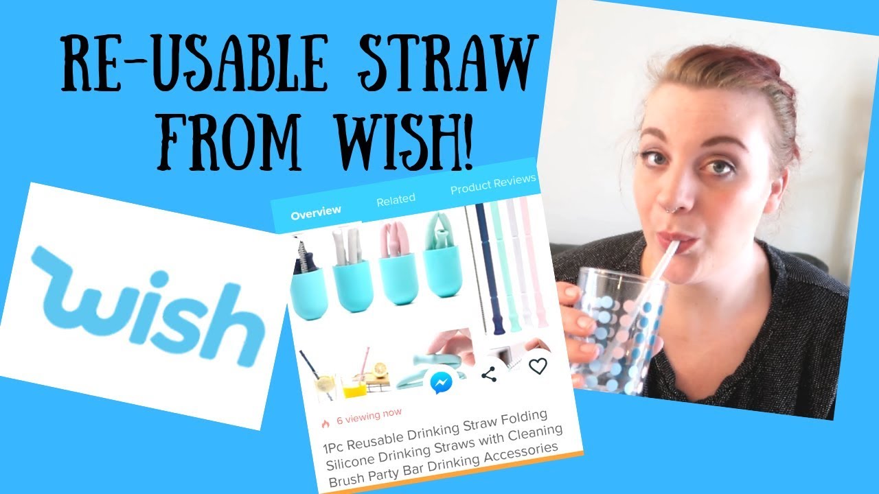 REUSABLE STRAW FROM WISH! WISH WEDNESDAY SILICONE STRAW REVIEW! - YouTube