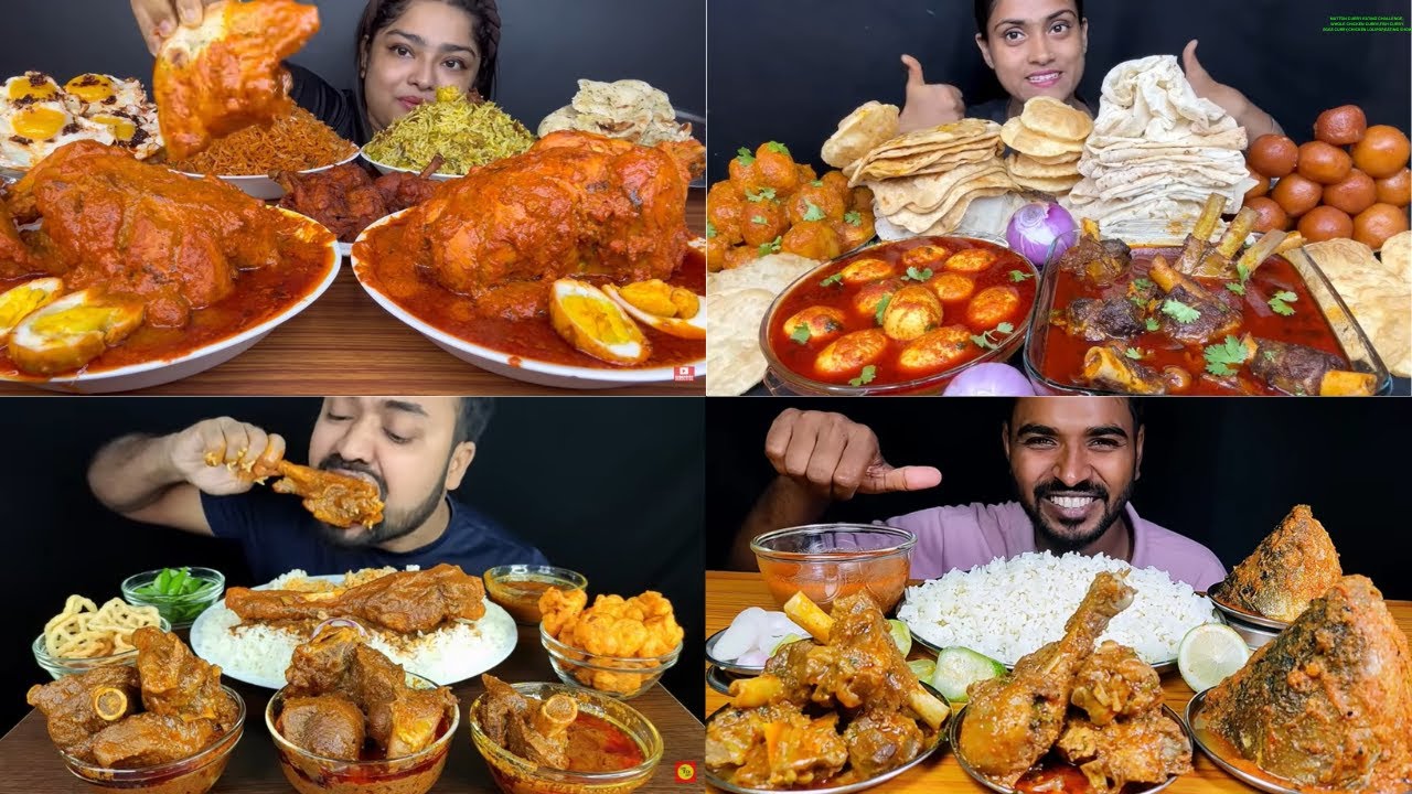 MUTTON CURRY EATING CHALLENGE, WHOLE CHICKEN CURRY,FISH CURRY,EGGS ...