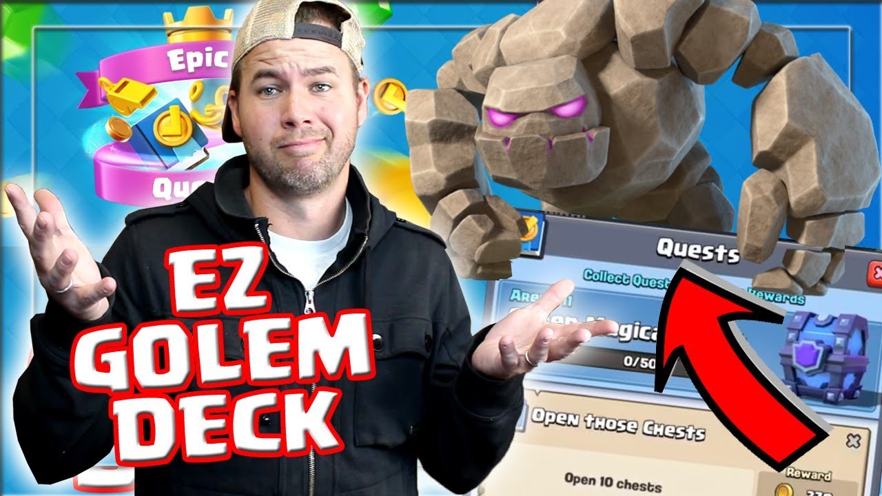 INSANE Golem Deck |Quest Update| CLOSEST 3 CROWN EVER | Clash Royale ...