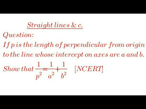 If p is the length of perpendicular from origin.......| NCERT Straight ...