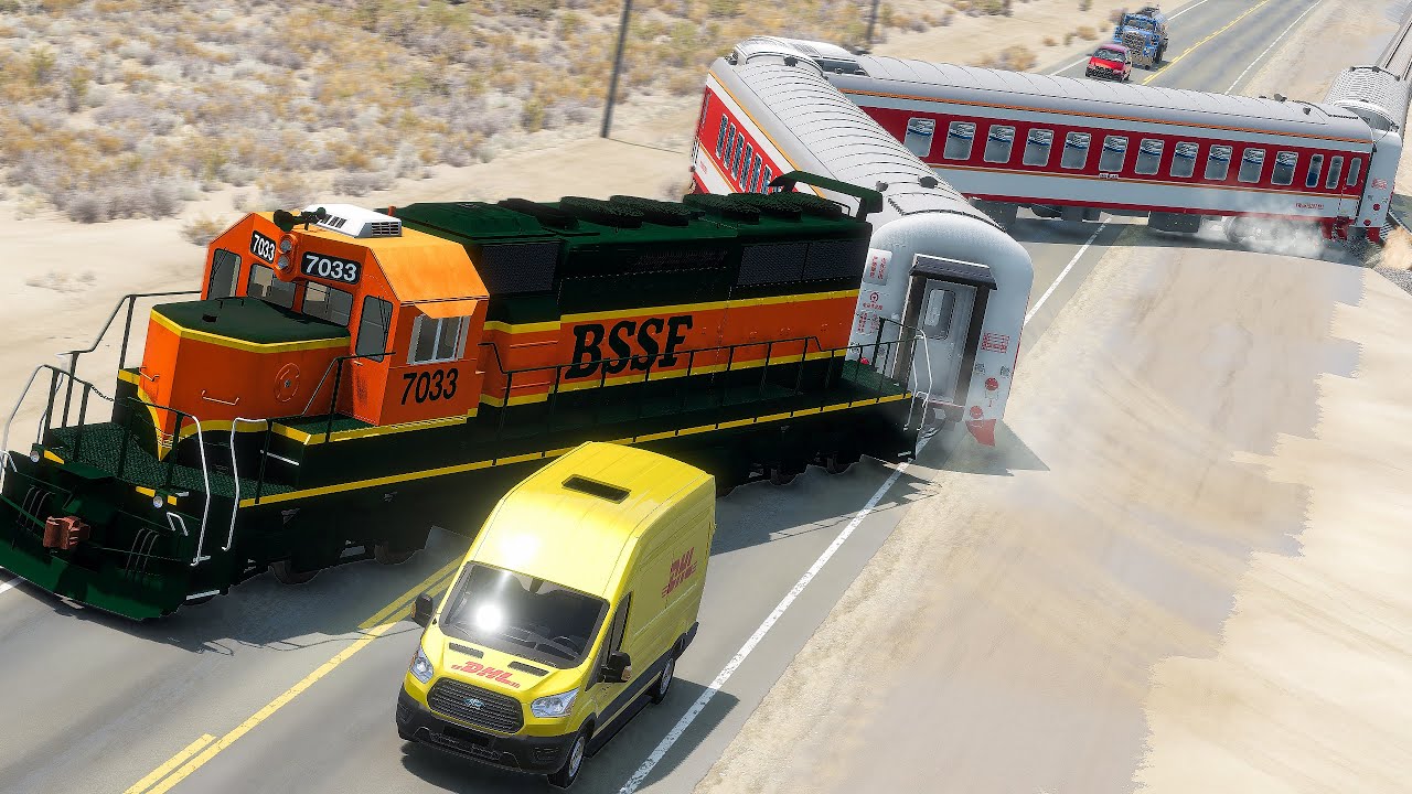 High-Speed Train Crash on Highway & Other Crashes | BeamNG.Drive - YouTube