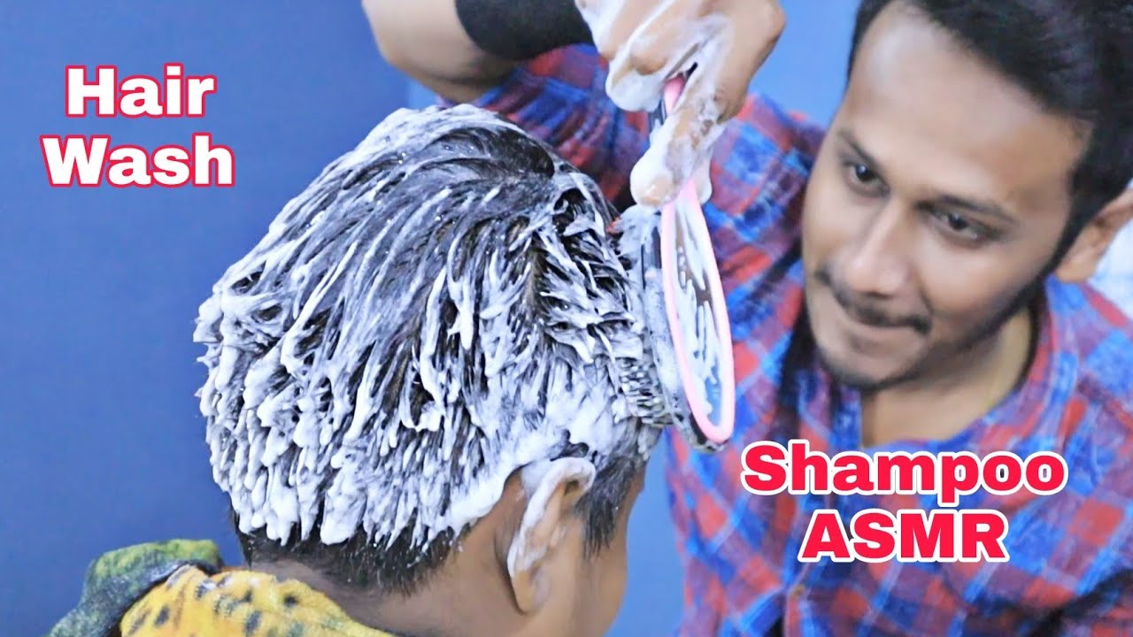 [ASMR] Relaxing Shampoo and Hair Wash For Young Boy | Scalp Cleaning ...