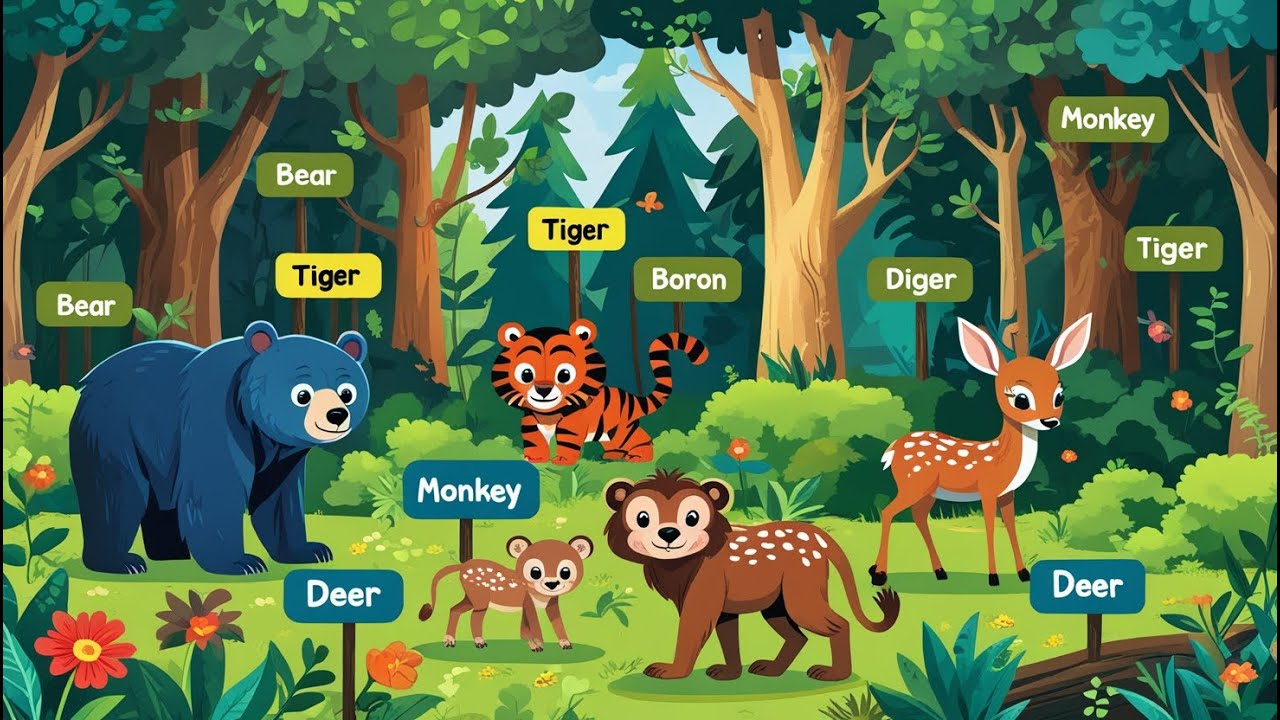 🌳 Learn 20 English Vocabulary Words About Forest Animals - Easy to ...