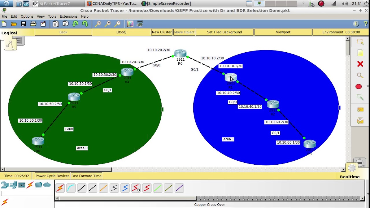 Multi Area OSPF Practice With DR and BDR Selection - YouTube