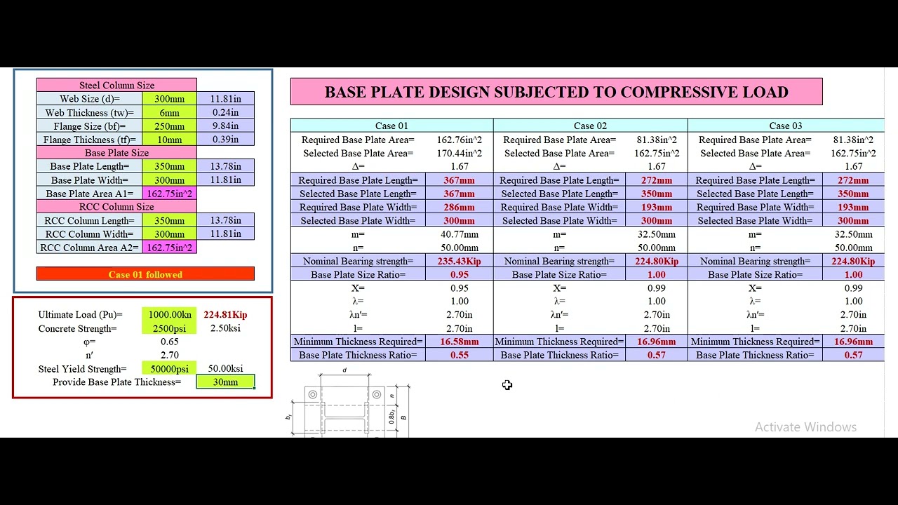 Base Plate Design and Excel Sheet - YouTube