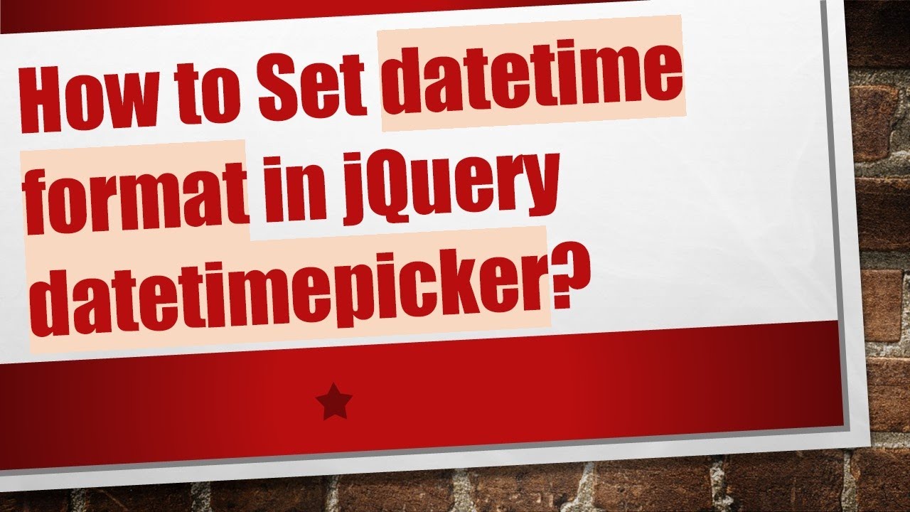 How To Set Datetime Format In Jquery Datetimepicker Youtube 9458